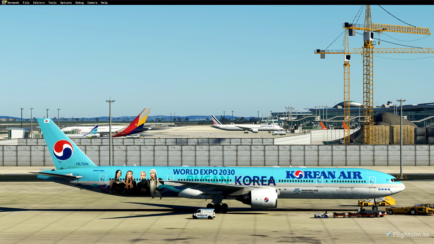[8K] Captain Sim B77W KOREAN AIR BLACK PINK and Busan Expo HL7204 ...