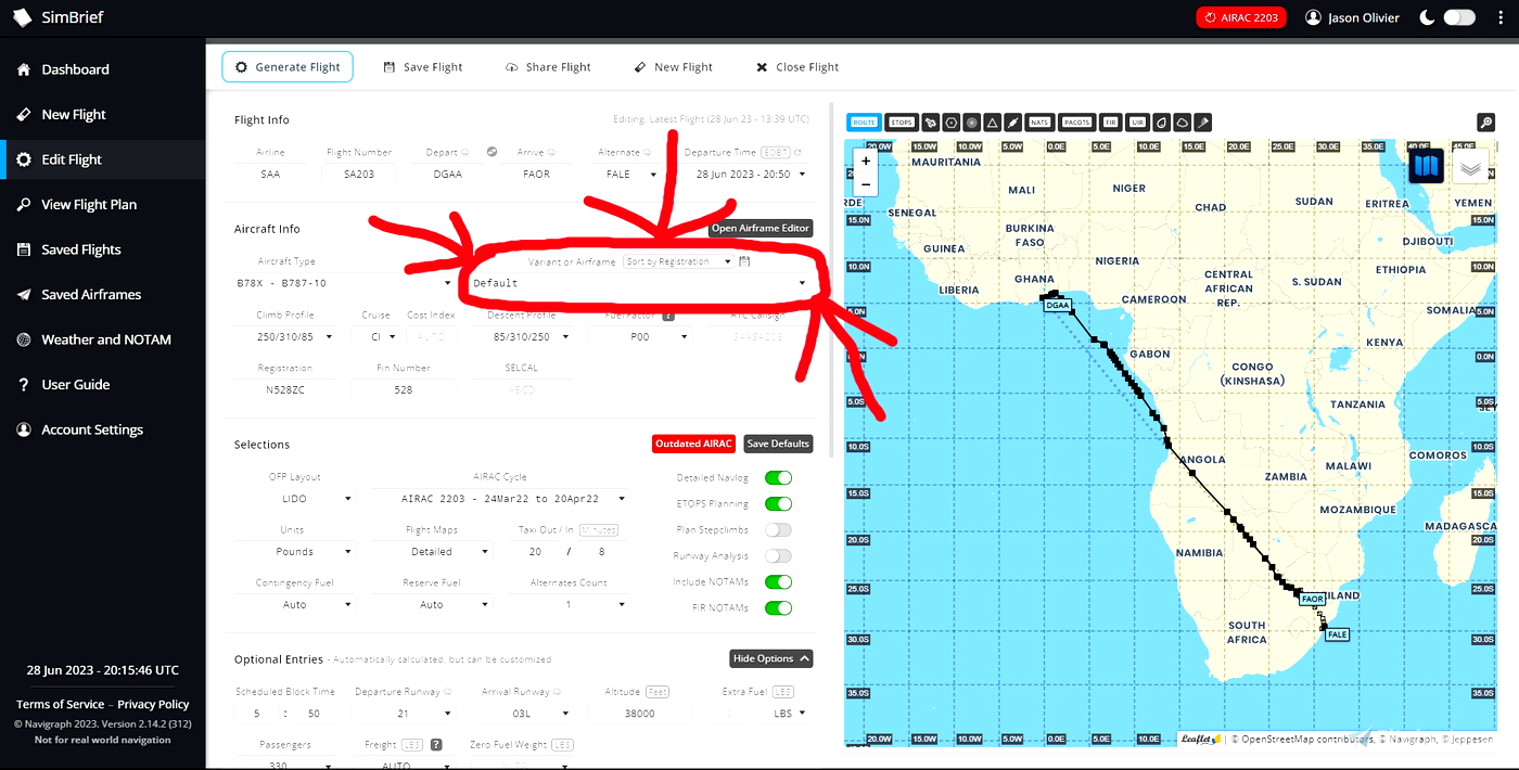 AAU2 787-10 Simbrief Airframe Profile for Microsoft Flight Simulator | MSFS