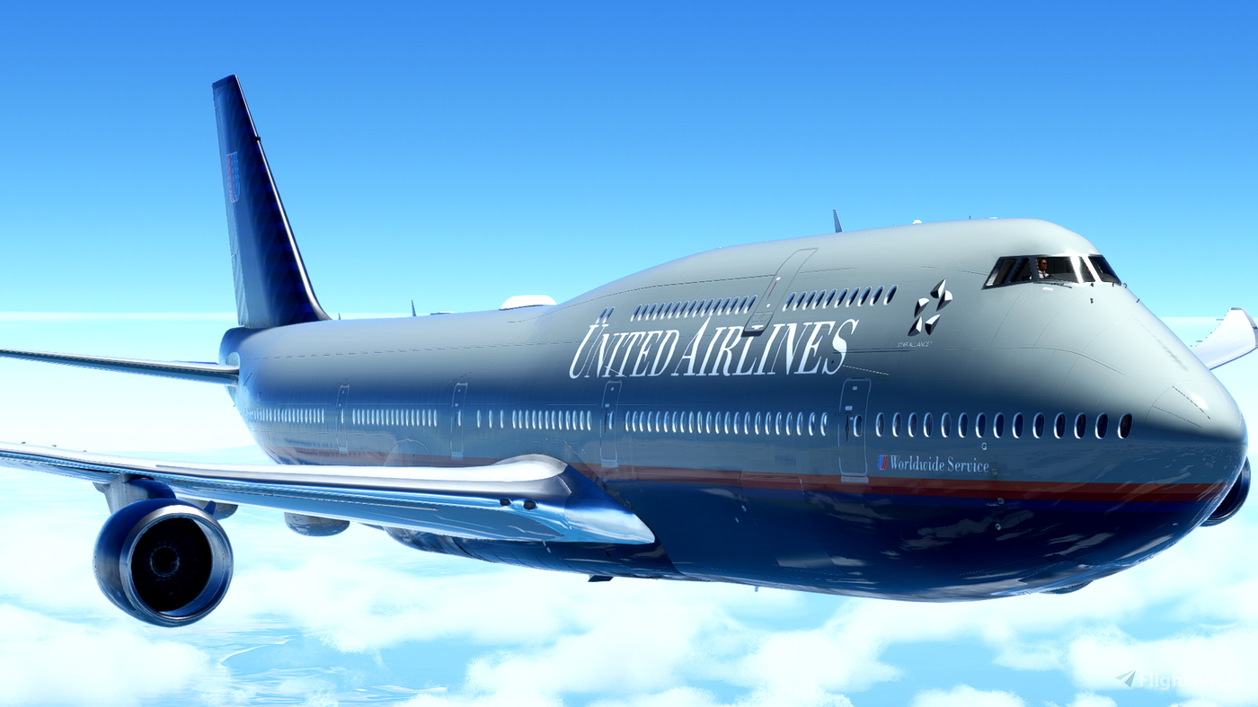 Asobo Boeing 747-8 United Airlines Battleship Grey for Microsoft Flight ...