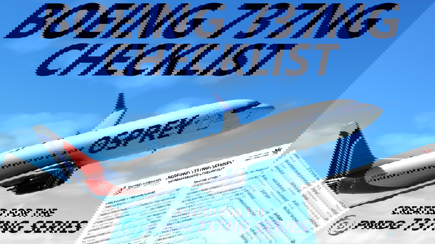 PMDG 737NG Summarised Normal Checklist for Microsoft Flight Simulator ...