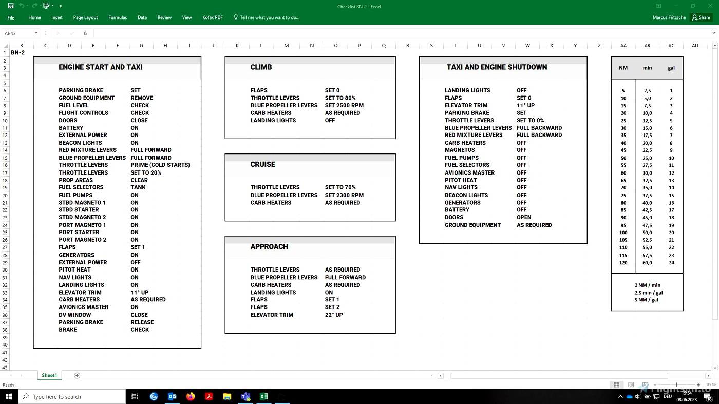 Quick Reference Checklist - Britten-Norman BN-2 Islander for Microsoft ...