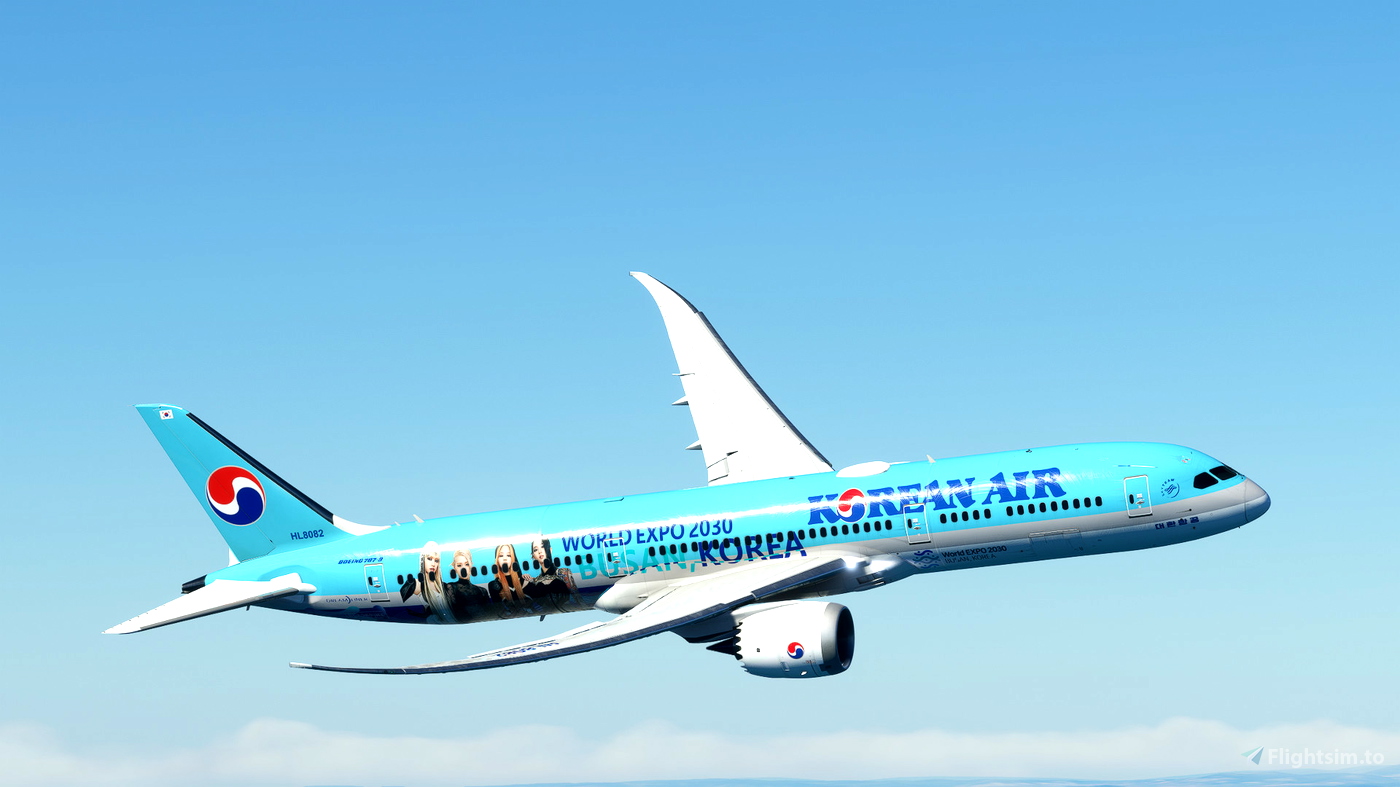 Korean Air Black Pink & Busan World Expo [8K] [HL8082] BOEING 787-9 pro Microsoft Flight ...