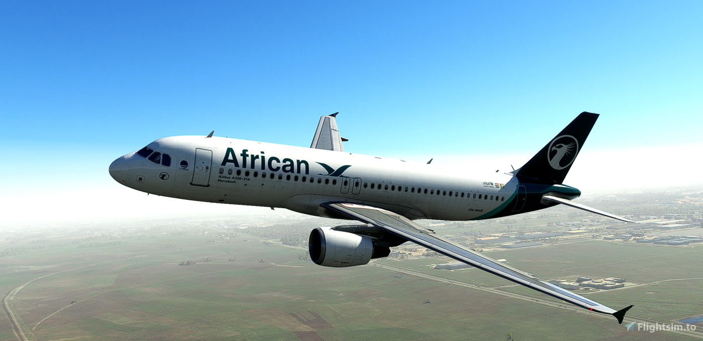[A320][4K][FENIX] Airbus A320 All African Airways VA New Livery CN-MAR ' Marrakesh' pro ...