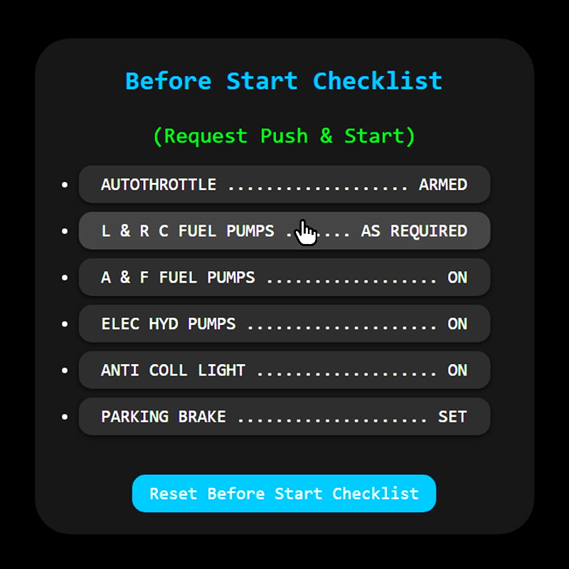 Checklists Pmdg Boeing 737 800 Add Ons For Microsoft Flight Simulator