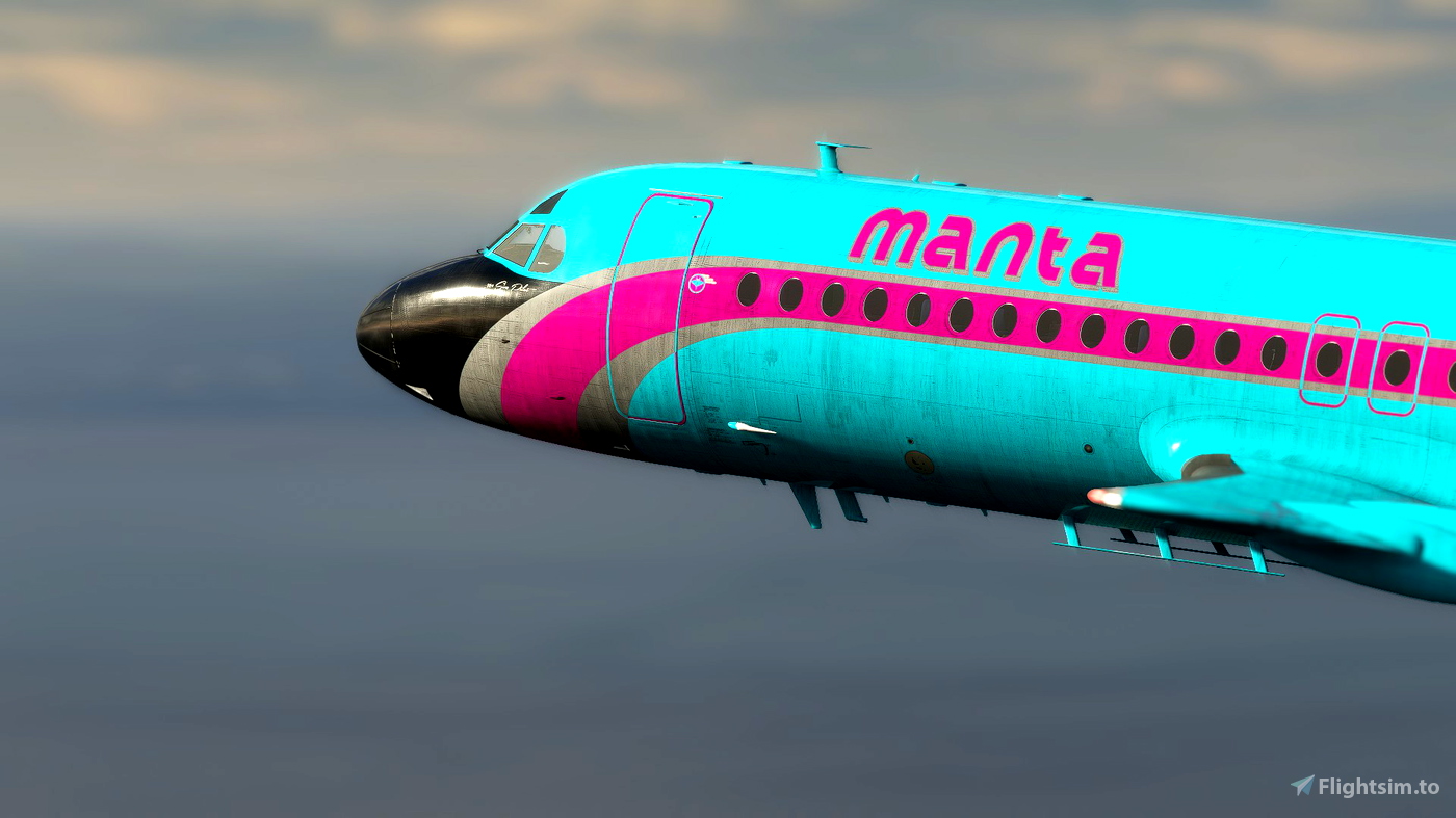 Fokker F28-4000 G-SIMF Manta Airlines 1970s Retro A320 Sim Pilot for ...