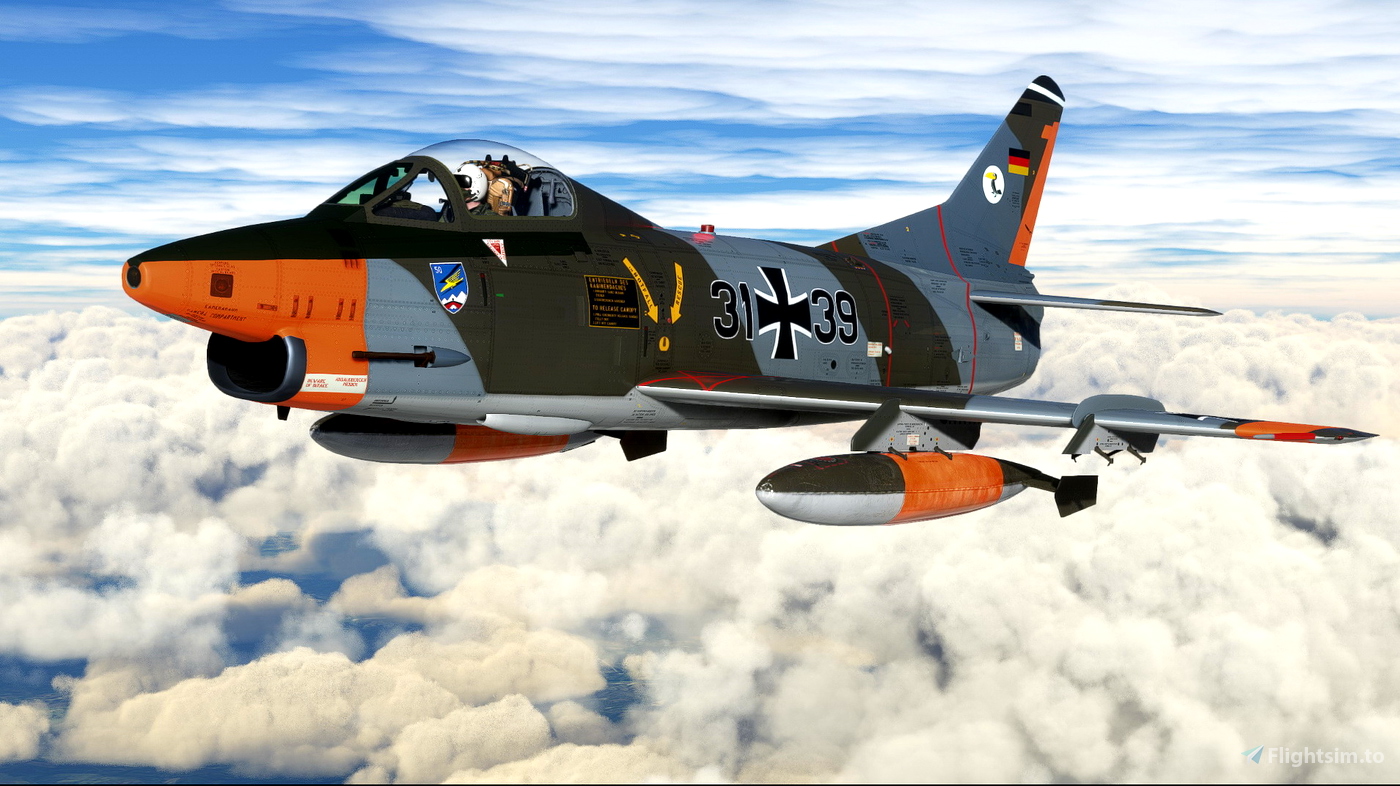 Fiat G91 R3 Luftwaffe 31+39 для Microsoft Flight Simulator | MSFS