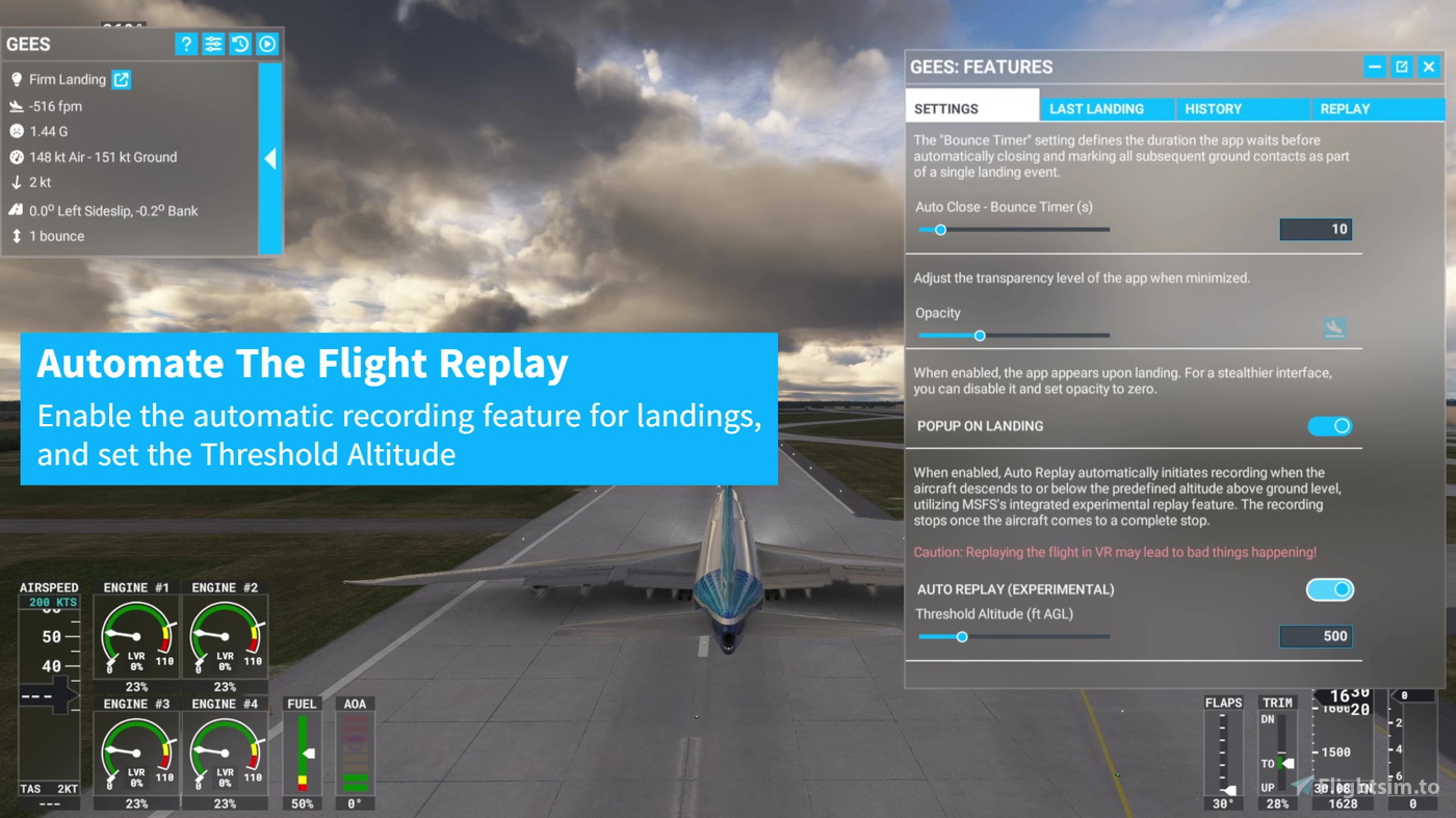 scelt - GEES 2.0 Landing Analysis for MSFS for Microsoft Flight Simulator | MSFS