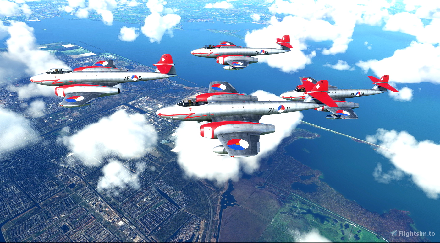 Gloster Meteor Mk.8 Dutch Air Force Ruiten Vier demo team для Microsoft ...