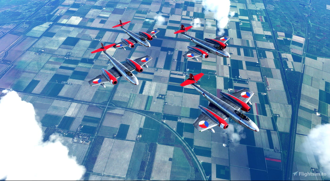 Gloster Meteor Mk.8 Dutch Air Force Ruiten Vier demo team для Microsoft ...
