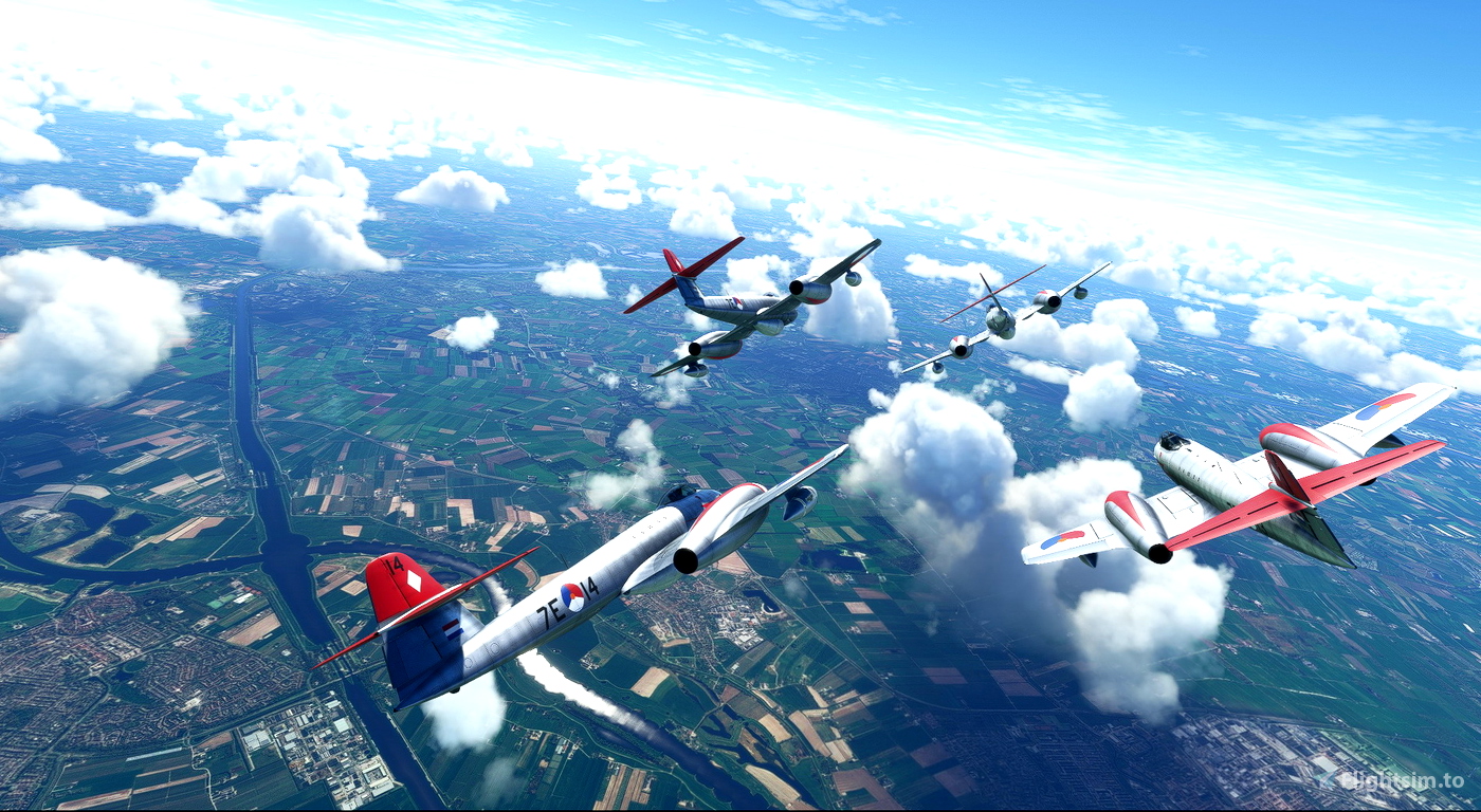 Gloster Meteor Mk.8 Dutch Air Force Ruiten Vier demo team для Microsoft ...