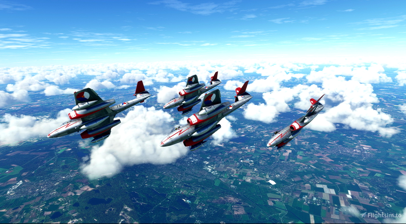 Gloster Meteor Mk.8 Dutch Air Force Ruiten Vier demo team для Microsoft ...