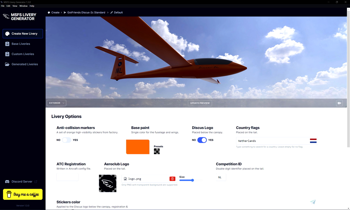 GotFriends Discus 2c Standard Plane Kit for MSFS Livery Generator for ...