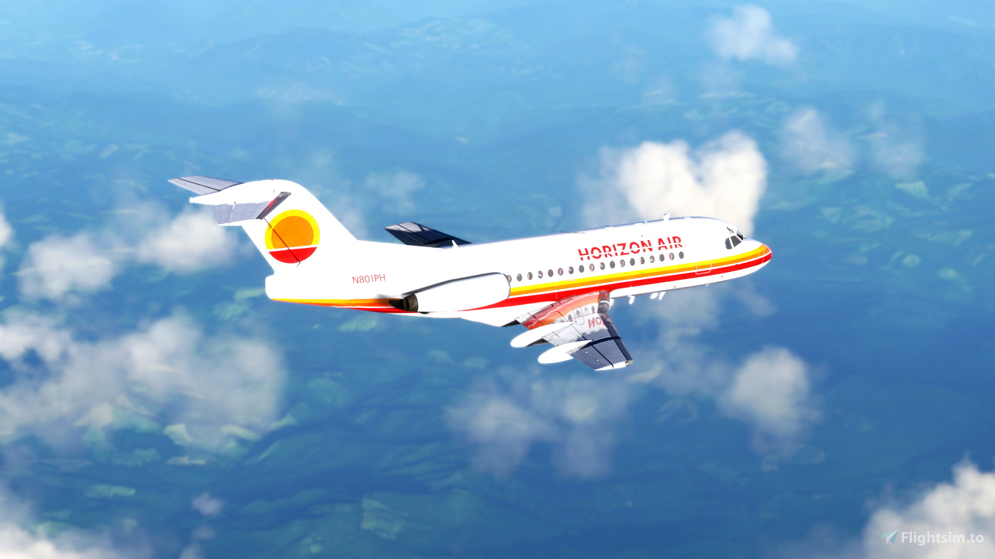 JustFlight Fokker F28 mk.1000 Horizon Air N801PH for Microsoft Flight Simulator | MSFS