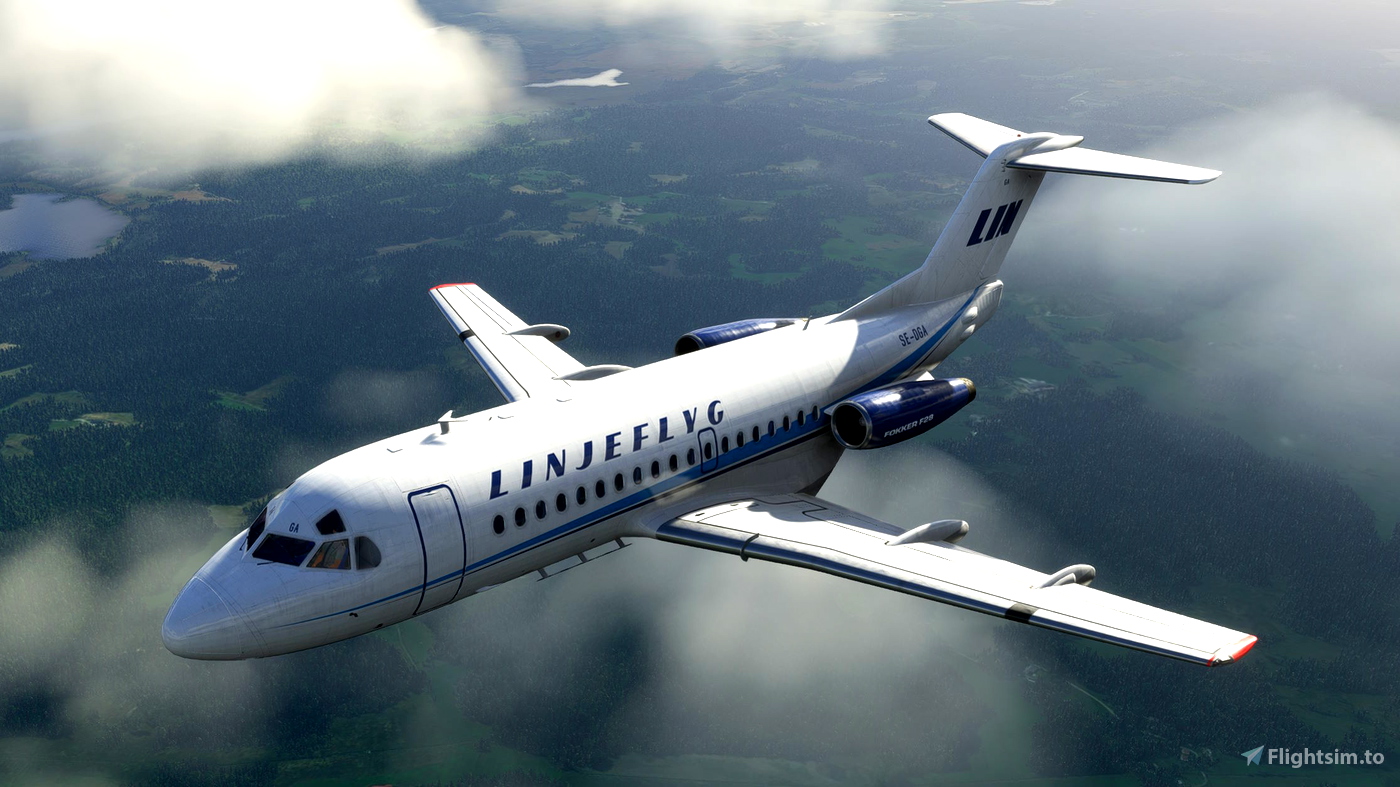 Linjeflyg Fokker F28 Mk 1000 SE-DGA circa 1983 - with cabin for Microsoft Flight Simulator | MSFS