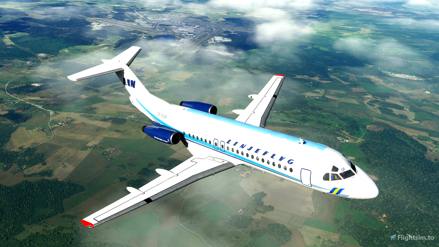 Linjeflyg "Sweden is fantastic" Fokker F28 Mk 4000 SE-DGR circa 1986 - with cabin 对于 Microsoft ...