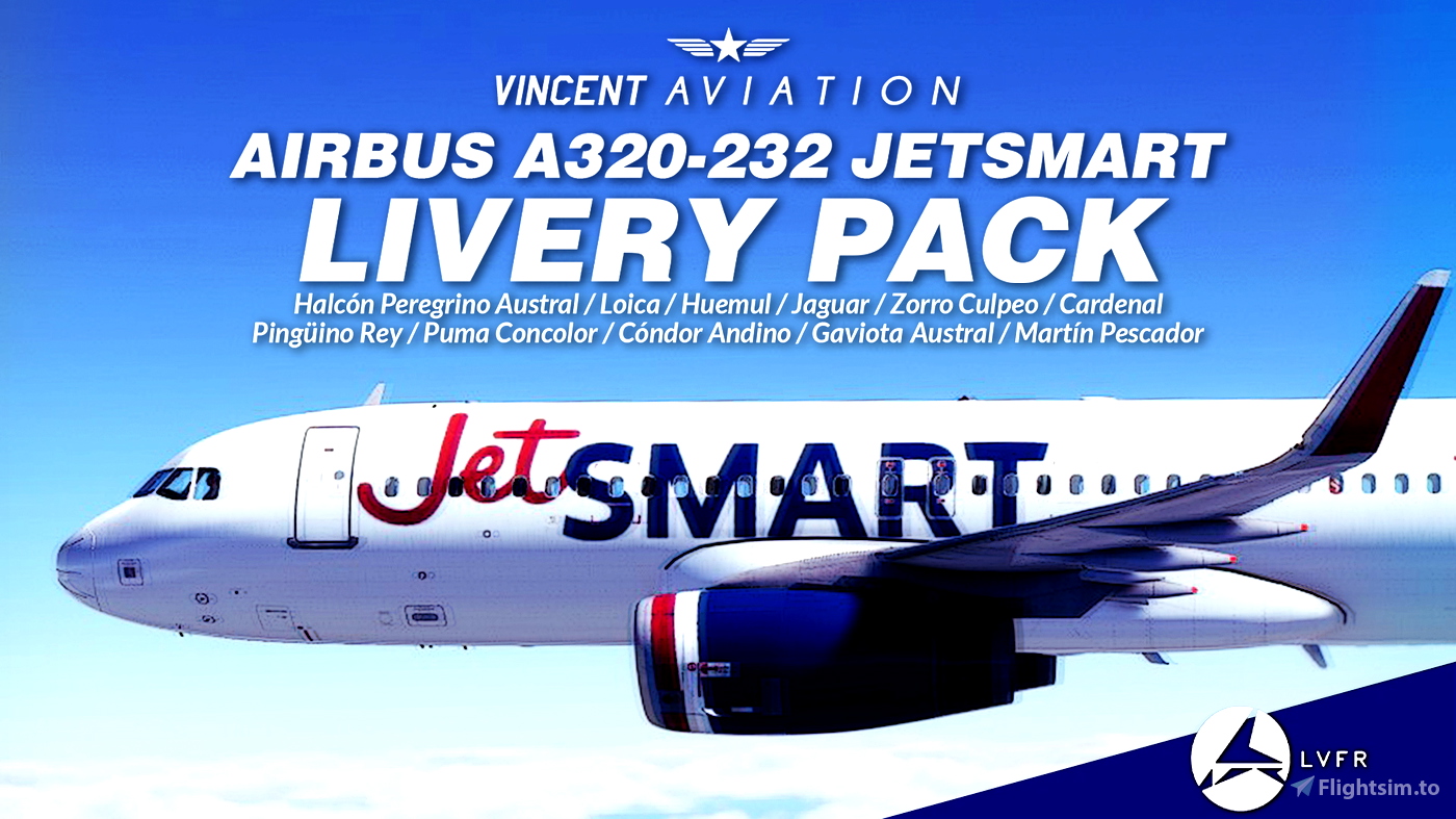 LVFR A320-232 JetSMART Livery Pack para Microsoft Flight Simulator | MSFS