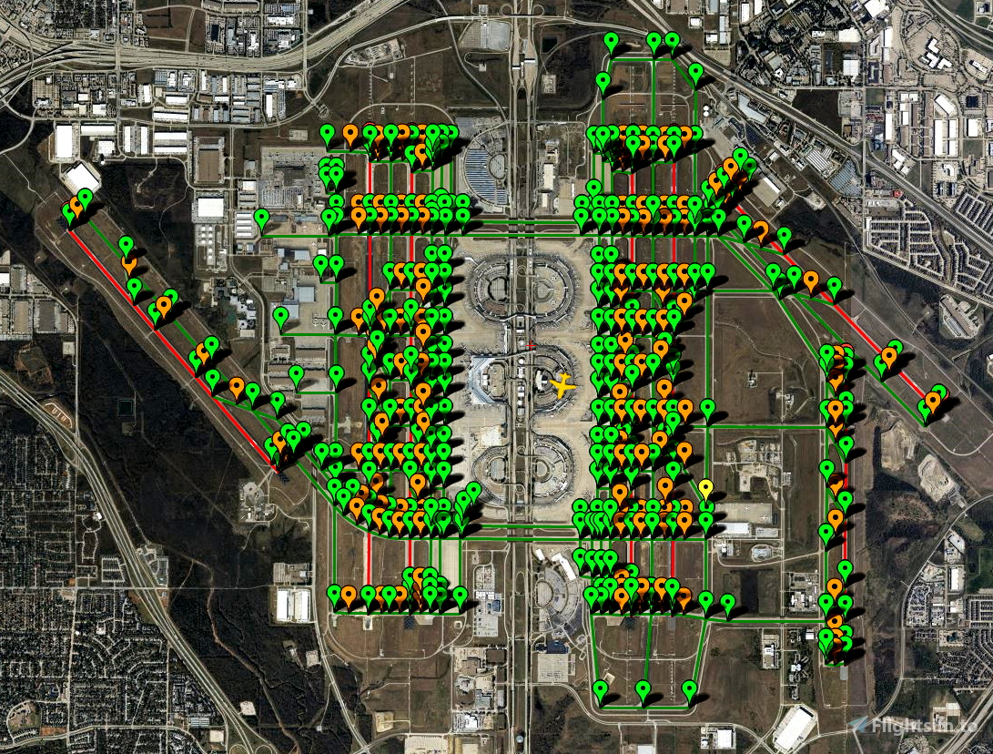 PILOT2ATC - KDFW Dallas-Ft Worth, Texas USA, taxiways & gates for ...