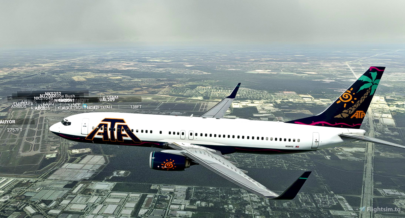 PMDG 737-800 ATA Airlines (Palm Tree Livery) N320TZ for Microsoft ...