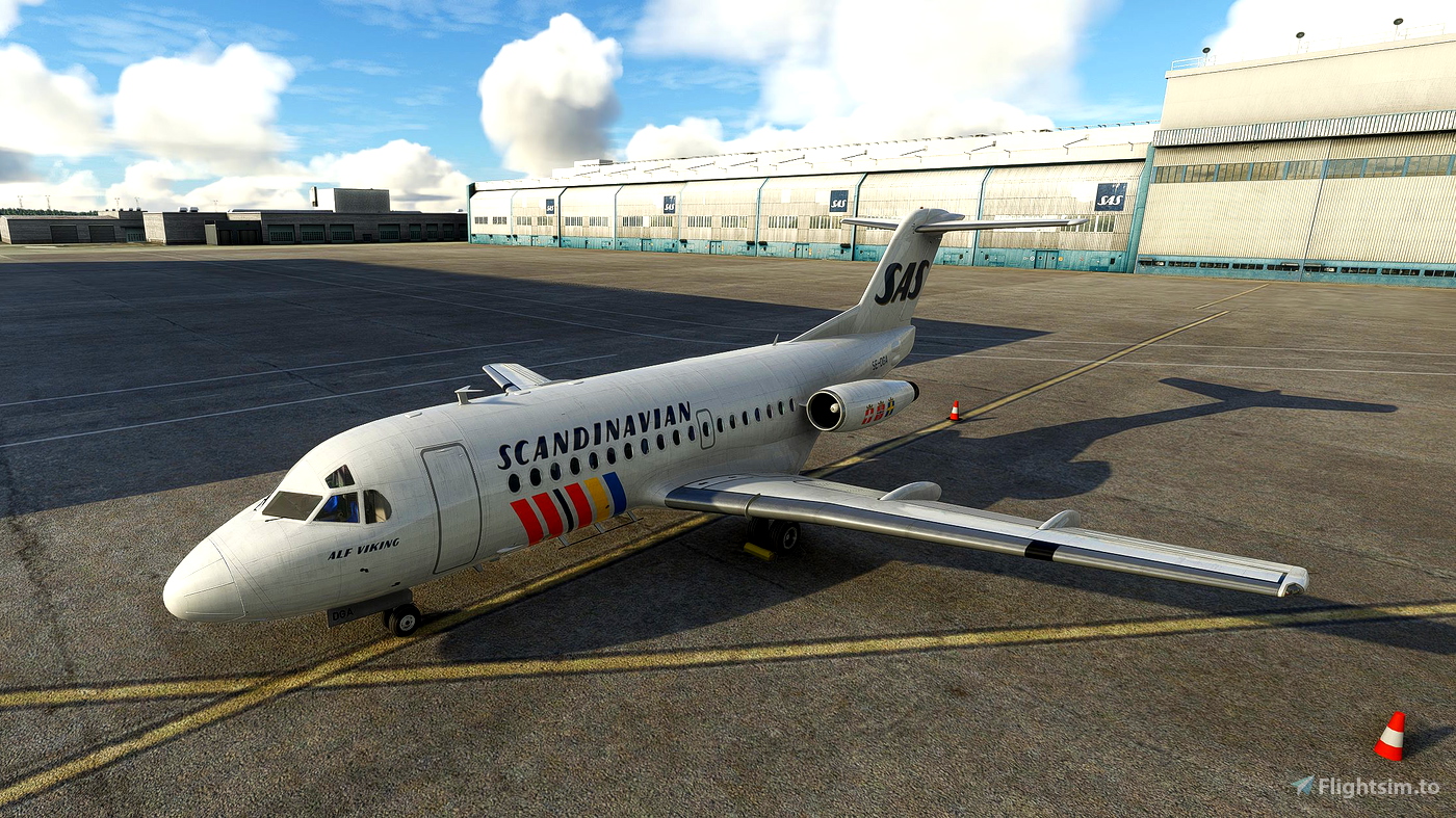 SAS Scandinavian Airlines Fokker F28 Mk 1000 SE-DGA circa 1993 for Microsoft Flight Simulator | MSFS