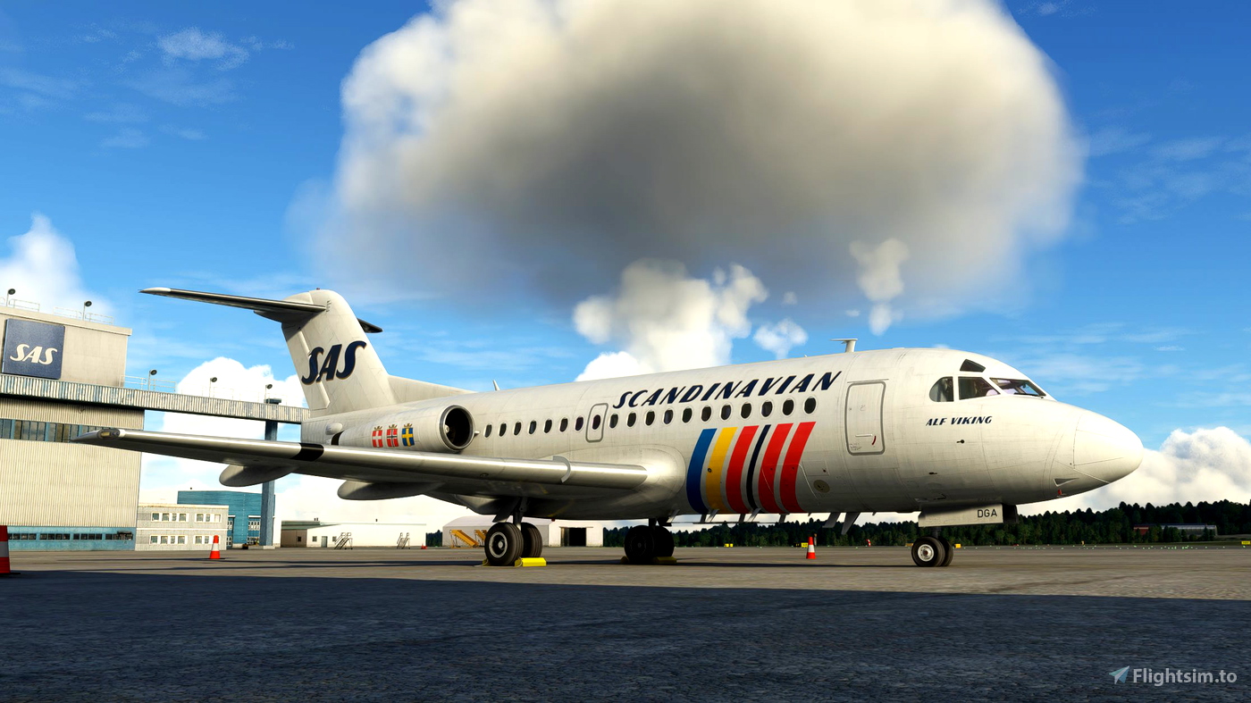 SAS Scandinavian Airlines Fokker F28 Mk 1000 SE-DGA circa 1993 for Microsoft Flight Simulator | MSFS
